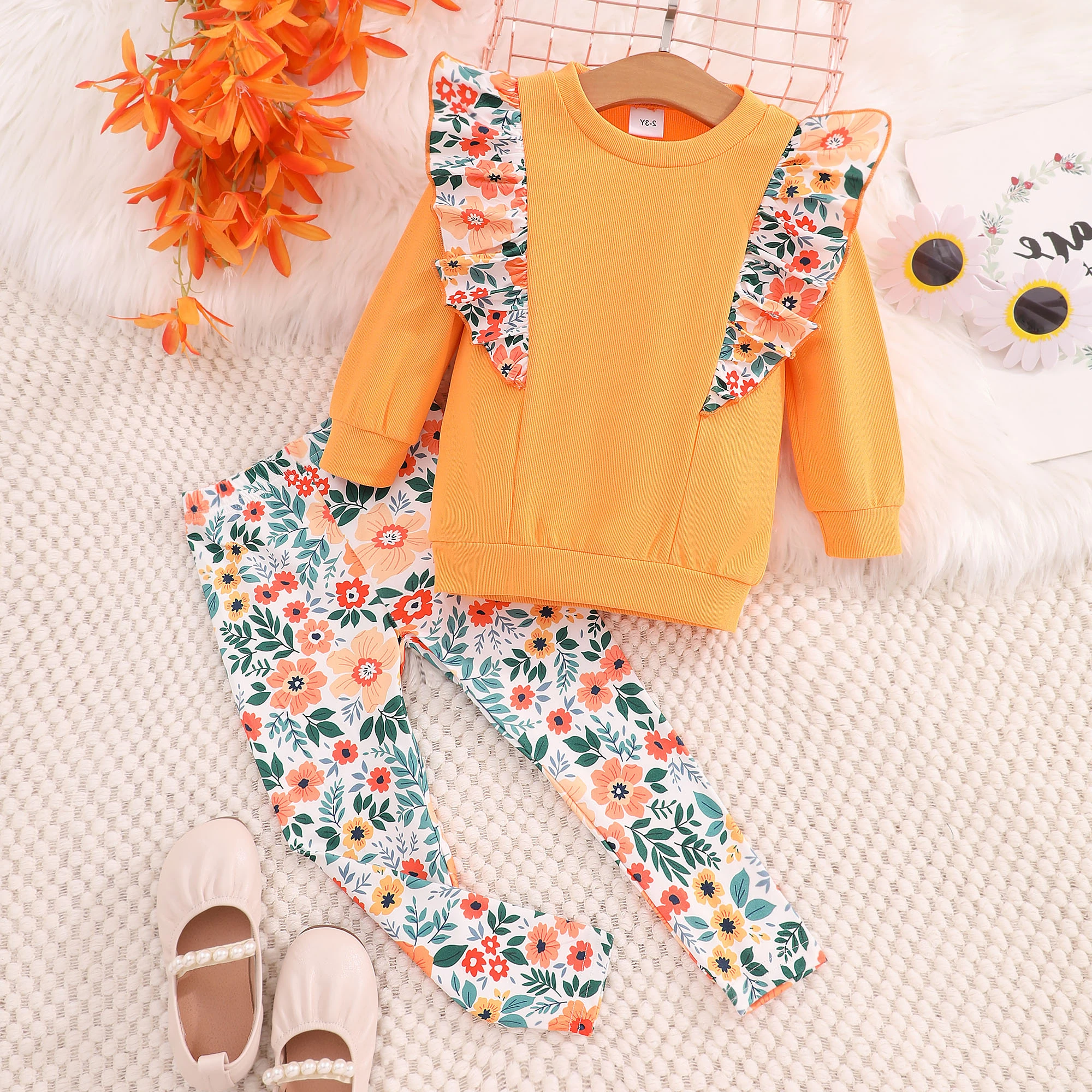 Kids-Girls-Clothing-Set-2-Pcs-Set-Baby-Toddler-Girls-Flutter-Trim-Long ...