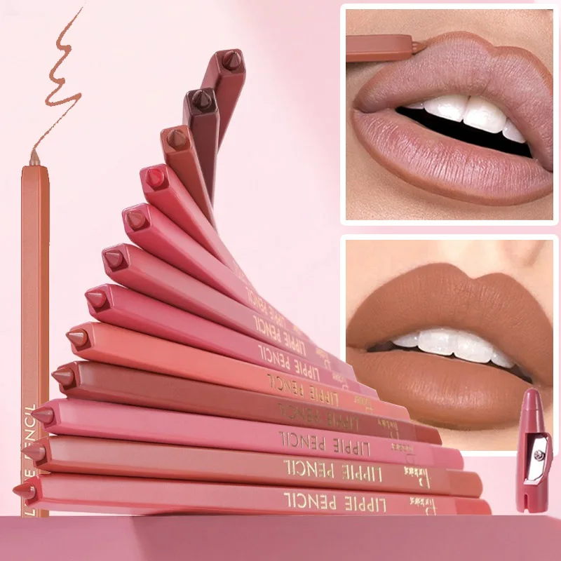 12-Color-Matte-Lip-Liner-Pencil-Velvet-Lipstick-Pen-Red-Nude-Contour ...
