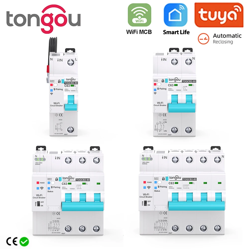 TONGOU WIFI MCB Tuya Smart 1P 2P 3P 4P Tuya App Wifi Circuit Breaker ...