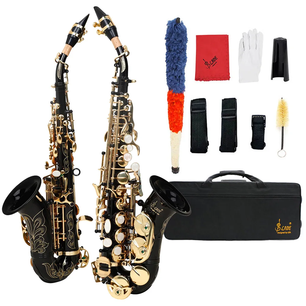 SLADE Soprano Saxophone Bb key Brass Saxophone Carved White Shell ...