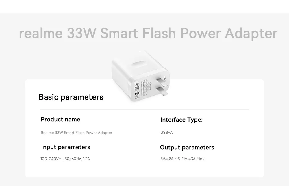 Realme 33W Smart Flash Power Adapter - Gadgetoo.Com.bd