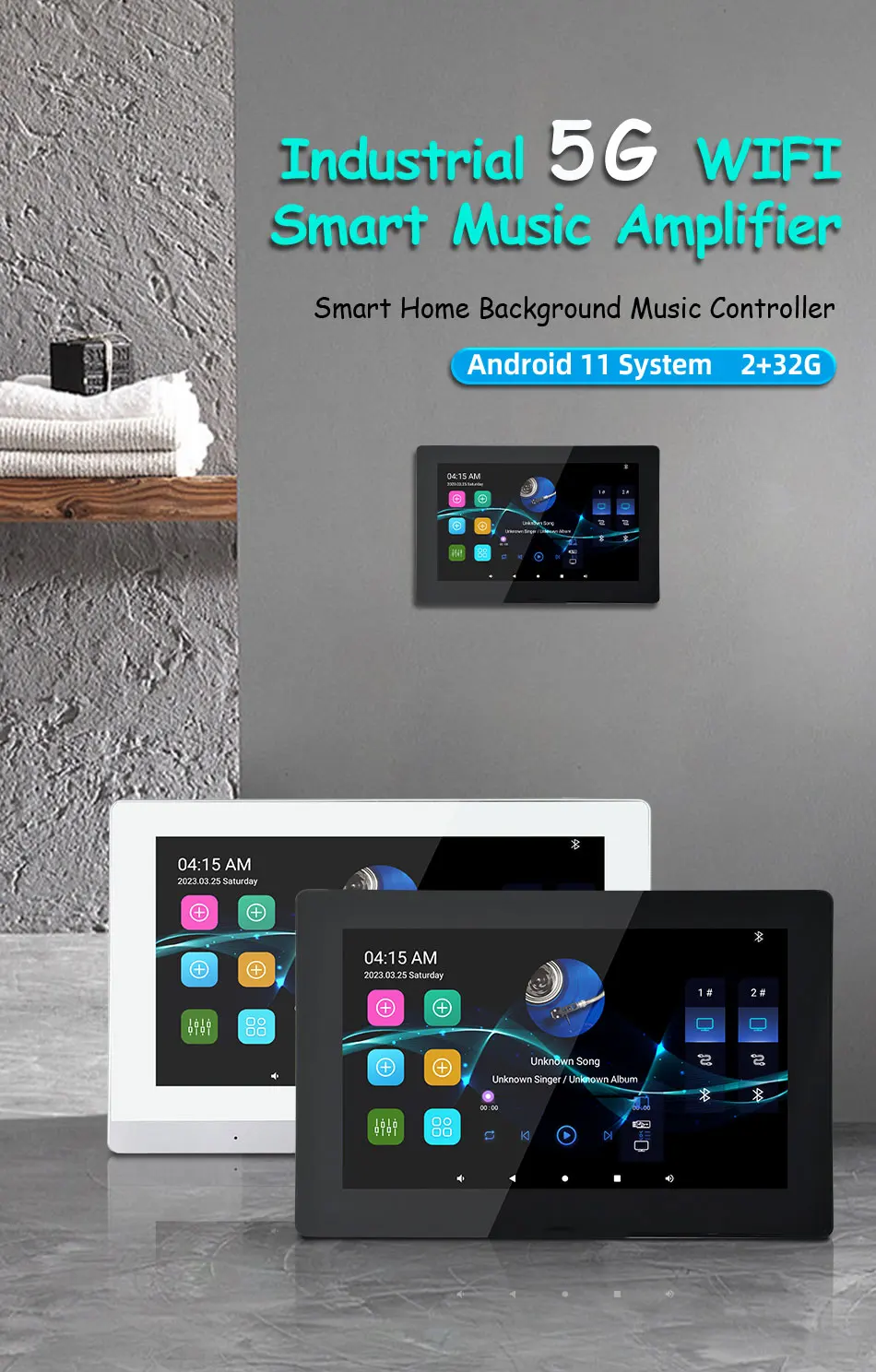 Smart Home Theater Bluetooth WIFI Wall Amplifier 7inch Touch Screen ...