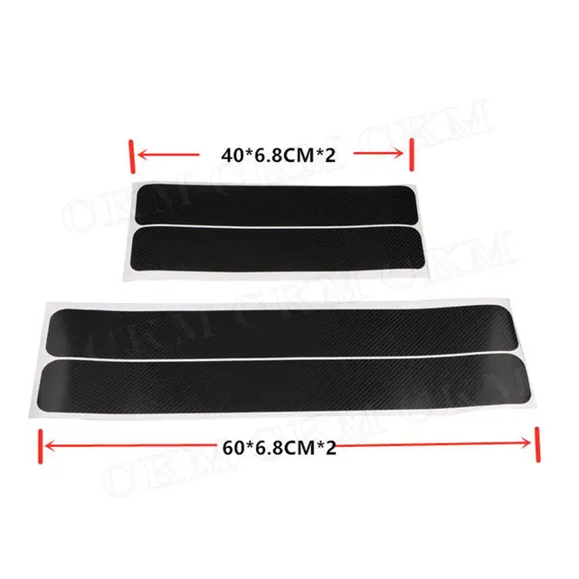 Carbon Fiber Car Sticker DIY Paste Protector Strip Auto Door Sill Side ...