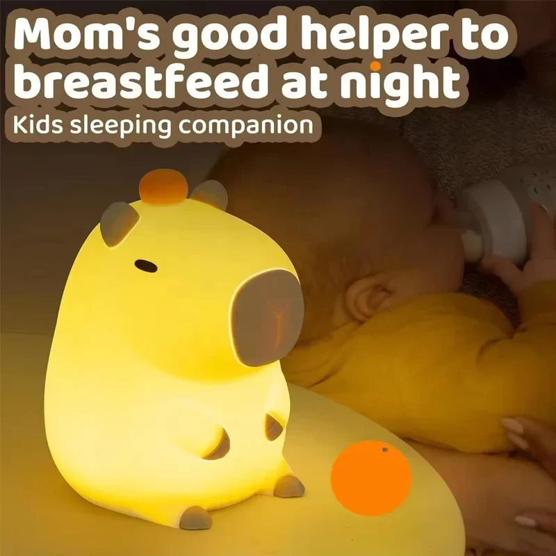 Creative-Cute-Capybara-Night-Light-USB-Rechargeable-Dimming-Silicone ...