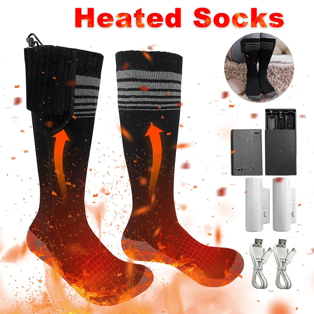 Unisex Rechargeable Heated Socks Breathable Electric Thermal Socks Cozy ...