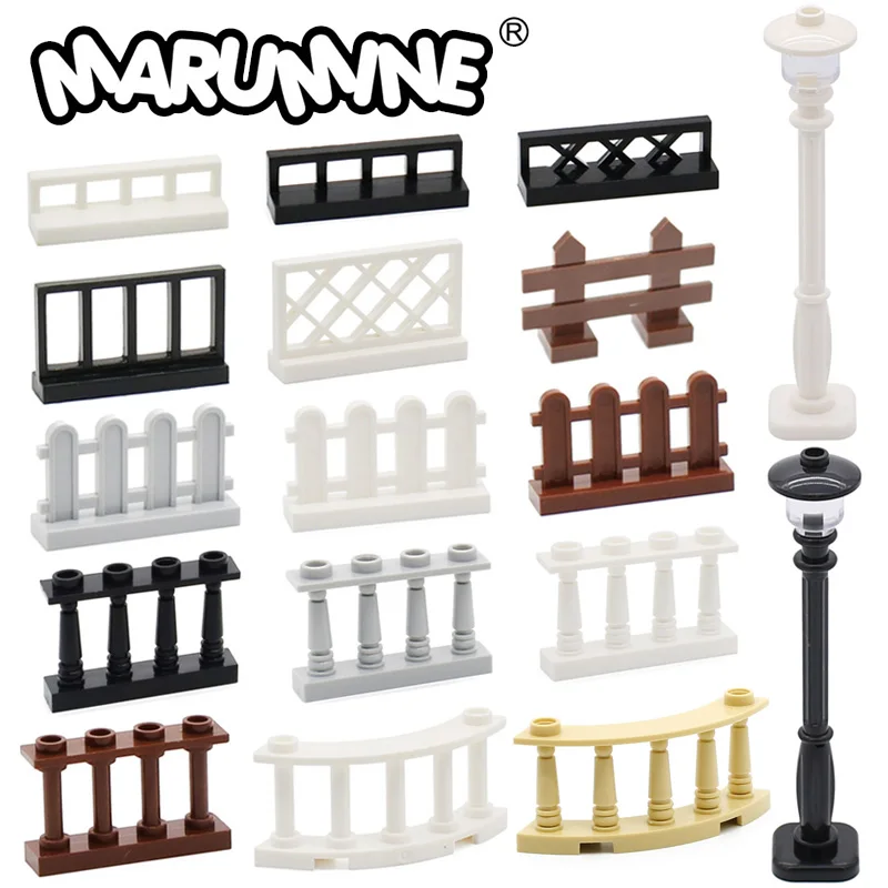 Marumine 30PCS MOC Bricks City Fence Accessories Bricks Railing Stairs ...