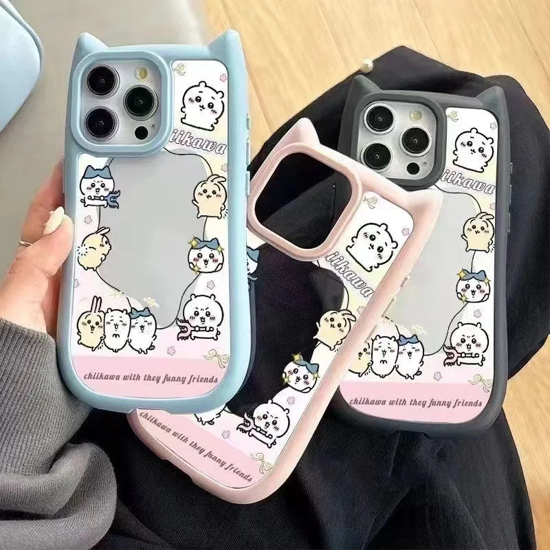 Cartoon Chiikawa Cute Cat Ear Phone Case For iPhone 16 15 14 13 12 11 ...
