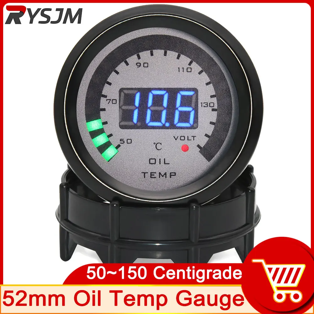52mm Oil Temperature Gauge Voltmeter 2in1 20 LED 50~150 Centigrade ...