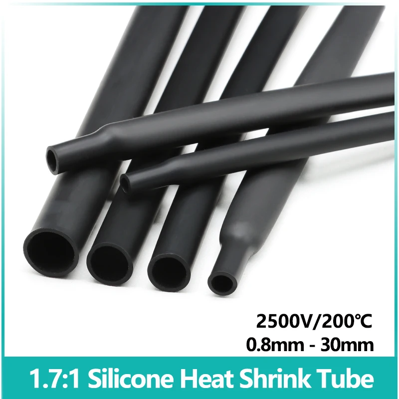 1-3-5M-Black-0-8mm-30mm-Silicone-Heat-Shrink-Tube-Flexible-Cable-Sleeve ...