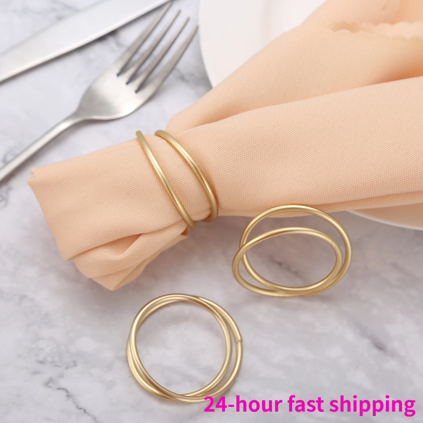 Gold Napkin Rings Weddings | Gold Silver Napkin Ring Holder - 6/12pcs 2-circles - Aliexpress