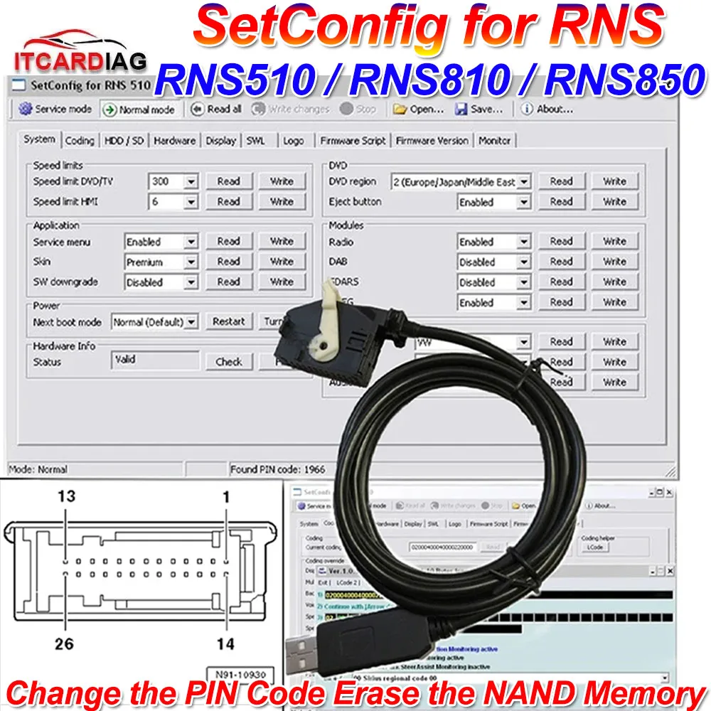 Software-com-Cabo-para-RNS-Identificar-Suportes-C-digo-Pin-Apagar-a-Mem ...