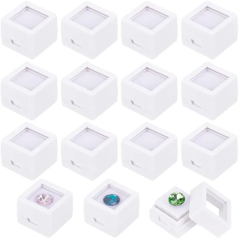 36 Pack Gemstone Display Box White Acrylic Diamond Display Case Jewelry ...