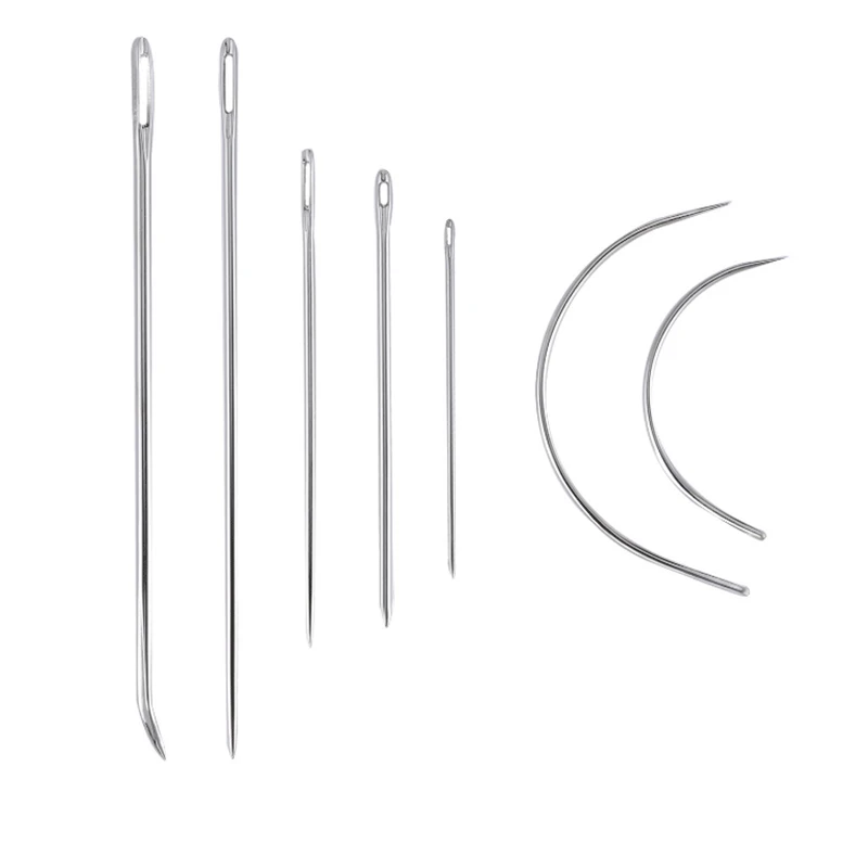 7Pcs/set Stainless Hand Repair Sewing Needles Threader Sail Carpet ...
