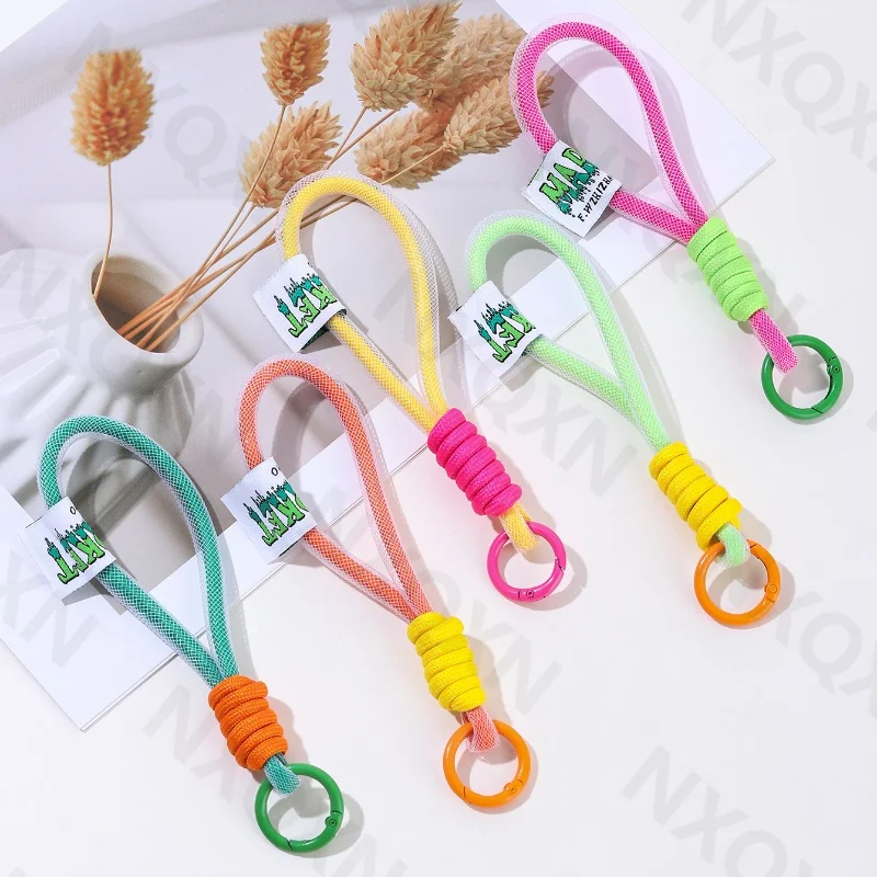 Creative Iridescent Braid Rope Keychain Carabiner Key Ring For ...
