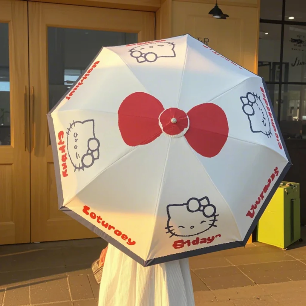 Sanrios-Hello-Kitty-Umbrella-Cartoon-Fold-Fully-Automatic-Summer-Sun ...