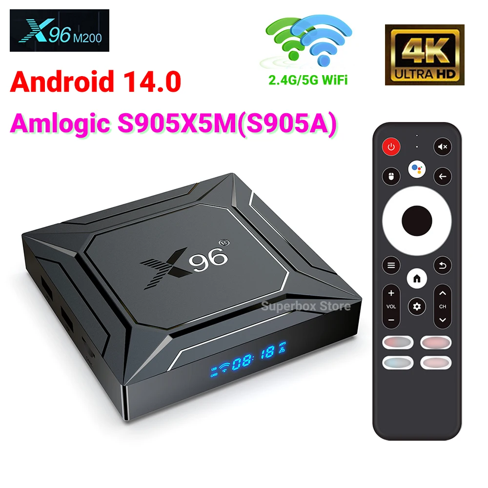 X96 M200 Android 14.0 TV Box Amlogic S905X5M(S905A) 2.4G/5G WiFi 1000M ...
