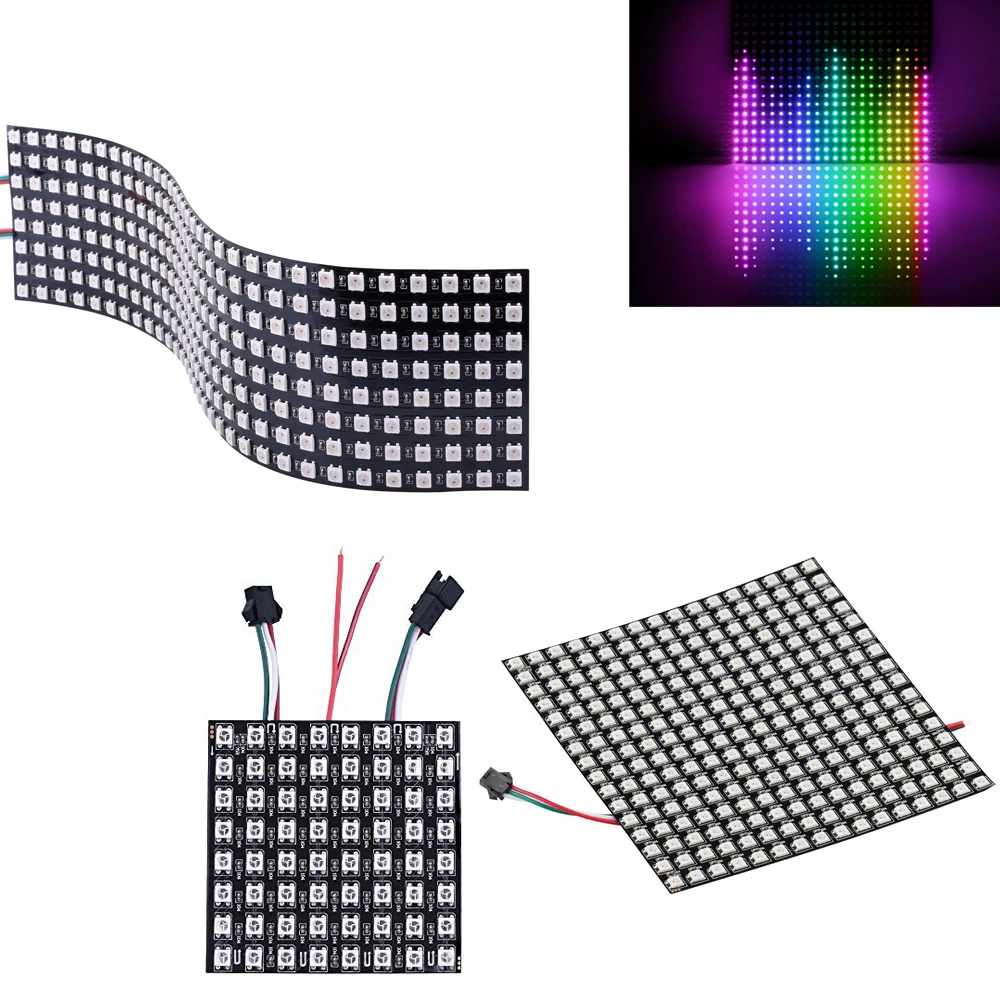 DC5V-WS2812B-5050-RGB-SMD-Flexible-8x8-16x16-8x32-strip-Pixel-Panel ...