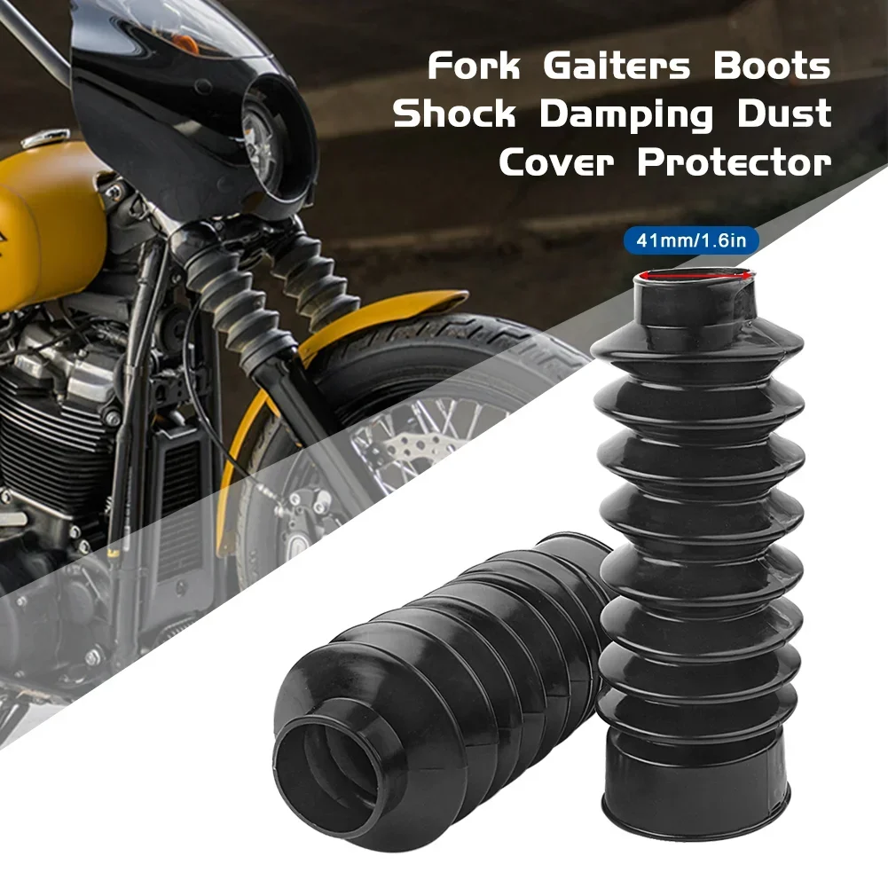 2Pcs 41mm Universal Motorcycle Fork Boots Gators Covers For Harley ...