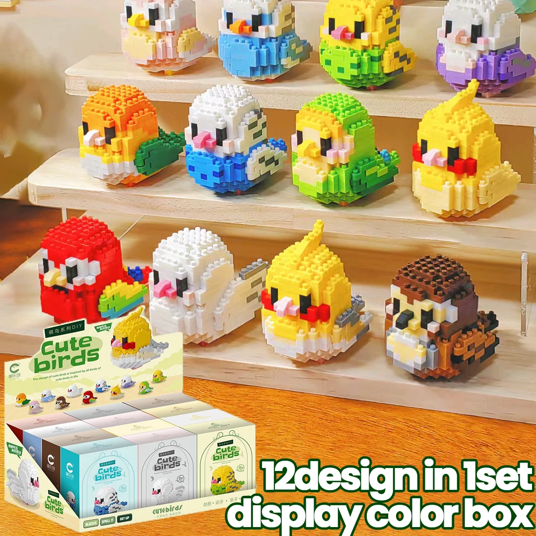 12-set-Mini-Bird-Building-Blocks-3D-Cute-Parrot-Model-Bricks-Set ...