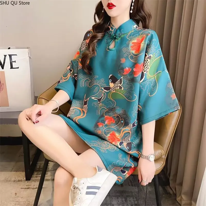 Elegant Cheongsam Dress for Women|Chinese Traditional Cotton Qipao Top ...