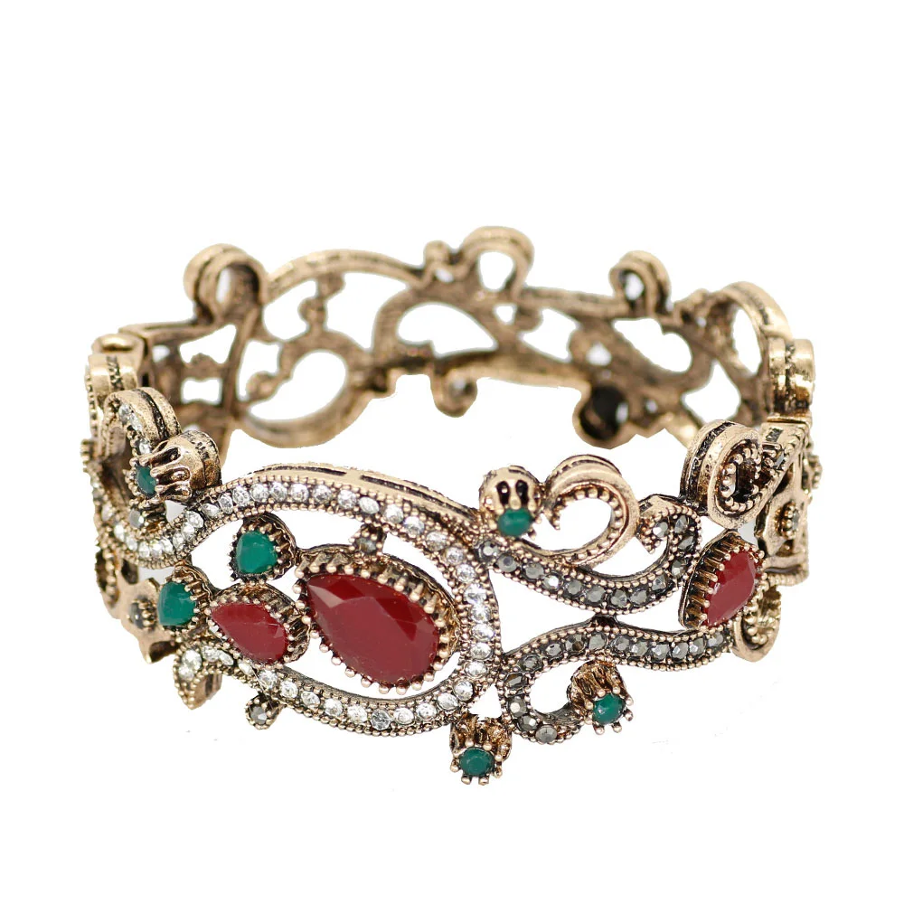 Sunspicems Vintage Turkish Flower Bangle Bohemia Women Bracelet Antique ...