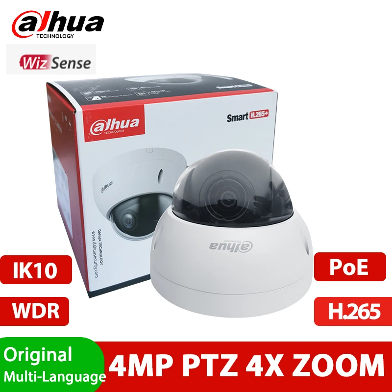 Dahua cámara de red PTZ de 4MP, videocámara de seguridad IP de SD22404T GN, POE, H.265, 2,7mm ...
