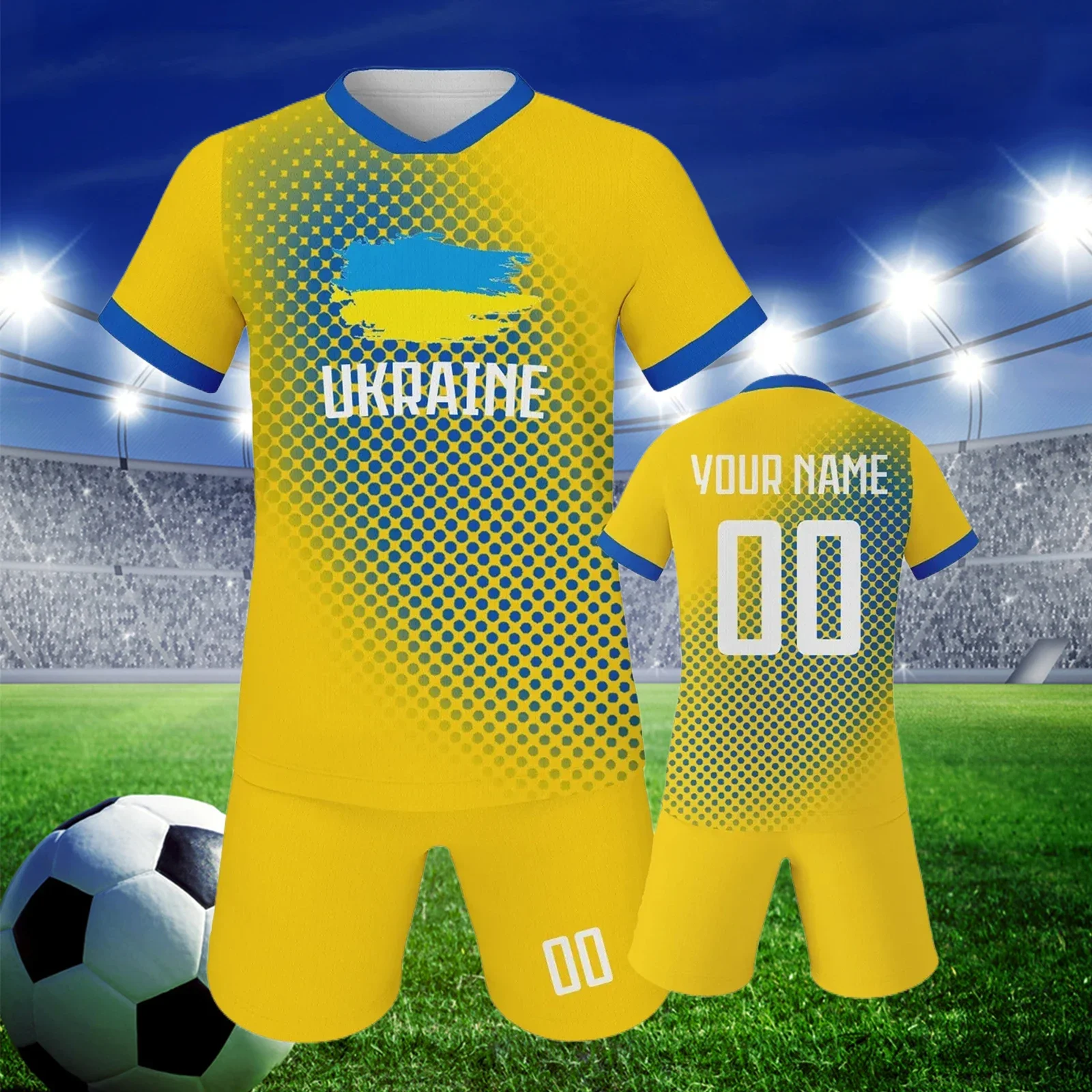 Custom Kids Football Jersey Ukraine Soccer Kit Personalized Name Number ...