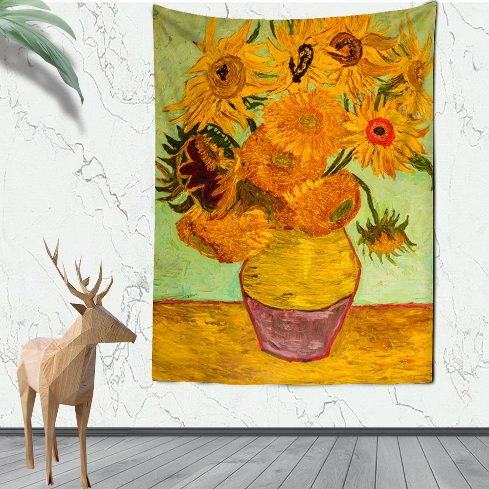 Landscape Tapestry Retro Sun Flower Wall Covering Living Room Cloth ...