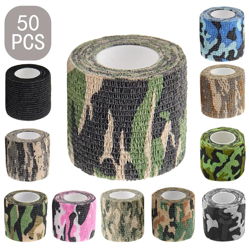 50Pcs Camouflage Tape Protective Military Telescopic Camo Tape 5CM x 4 ...