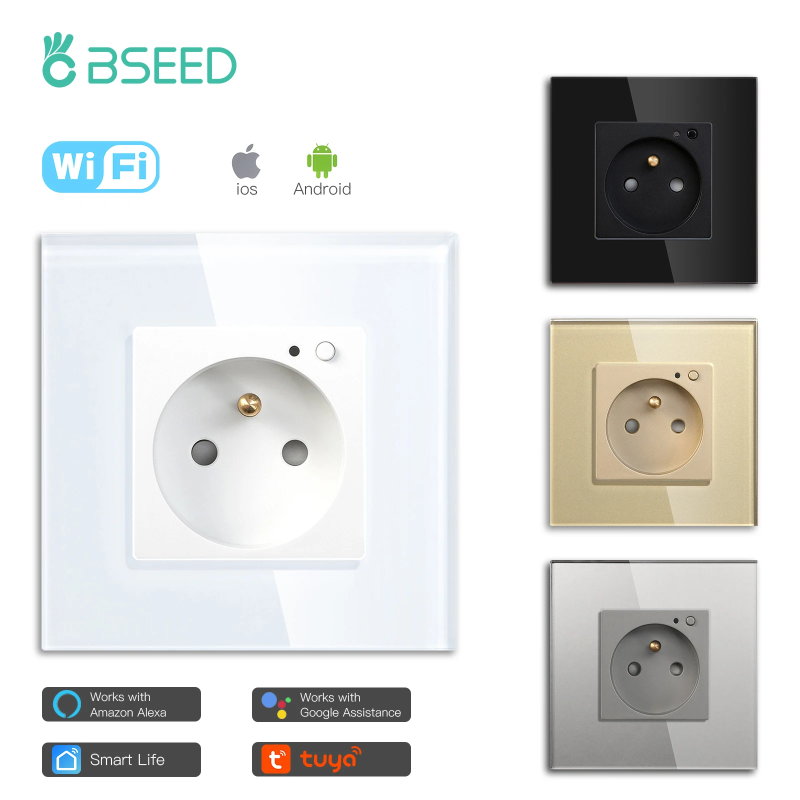 Tomada De Parede Bseed Wifi França Painel De Vidro De Cristal Padrão ...