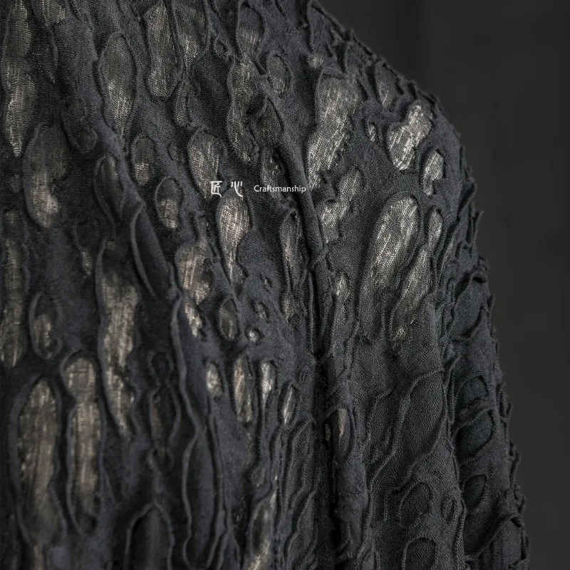 Black-Sealed-Ragged-Knit-Fabric-Double-Layer-Creative-Stretch-Bottom ...