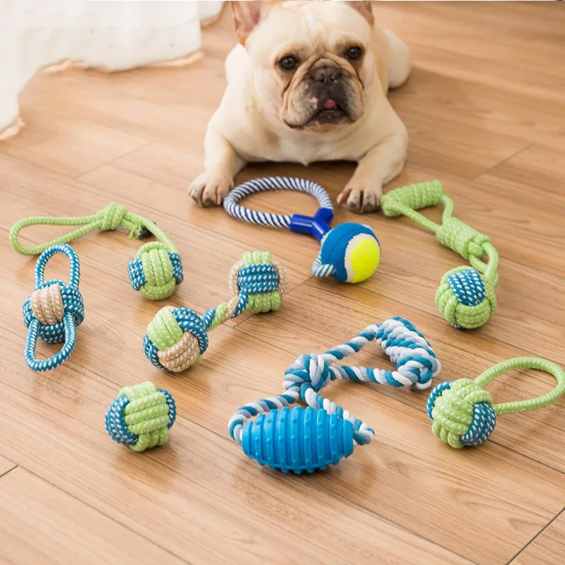 Dog-grinding-teeth-to-relieve-depression-knot-toy-dog-biting-rope-set ...