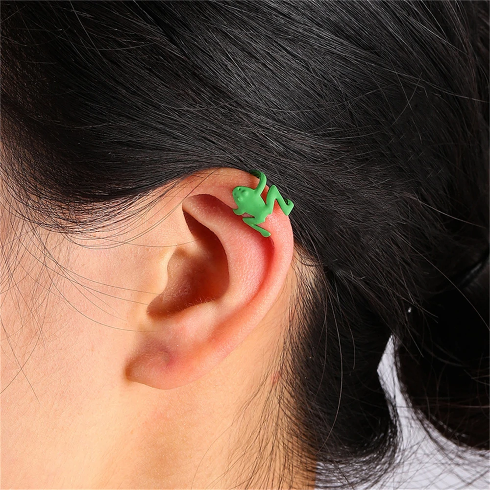 Personality Green Frog Ear Cuffs Clip | Animal Earrings Free Shipping ...
