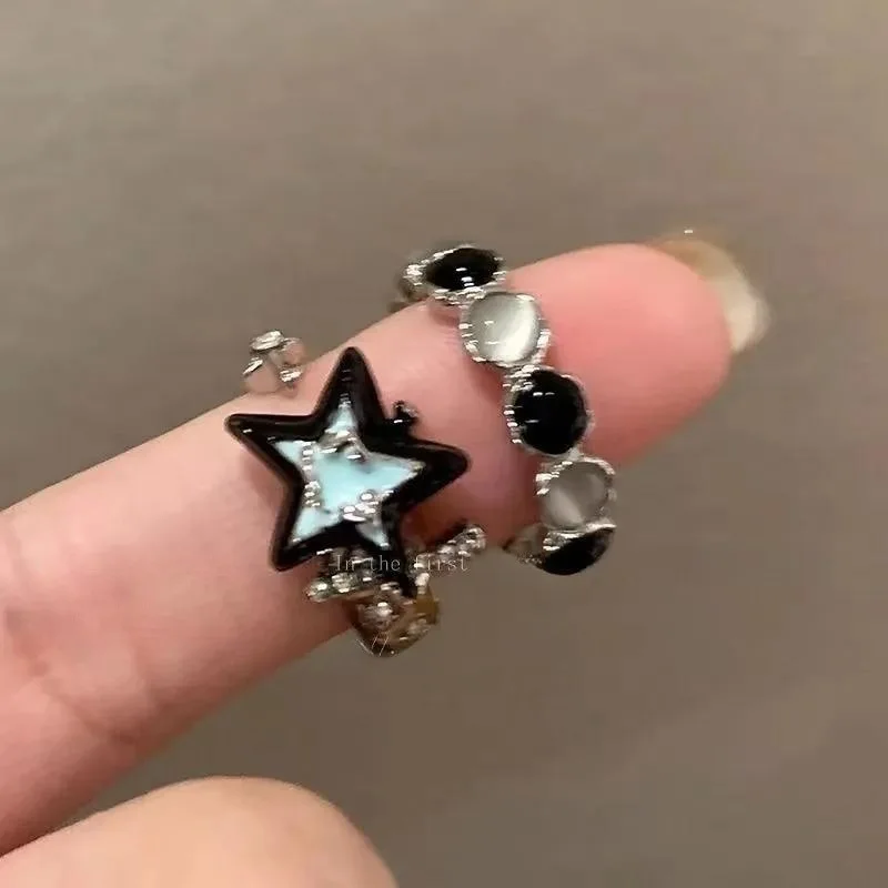 New-Y2K-Kpop-Lucky-Star-Ring-Heart-Adjustable-Irregular-Geometric-Punk ...