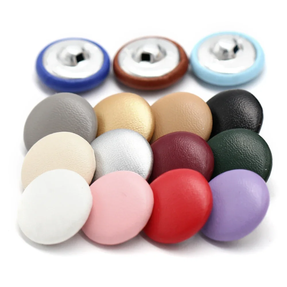 10Pcs 11/15/20/25/30mm Leather Covered Buttons With Shank For Clothes ...