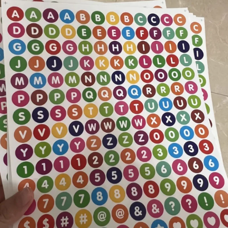 10Sheets Digital Letter Stickers Circular Dots Serial Number Self ...