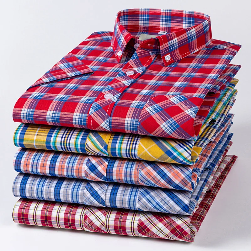 plus size 9xl 100%cotton thin summer short sleeve shirts for men slim ...