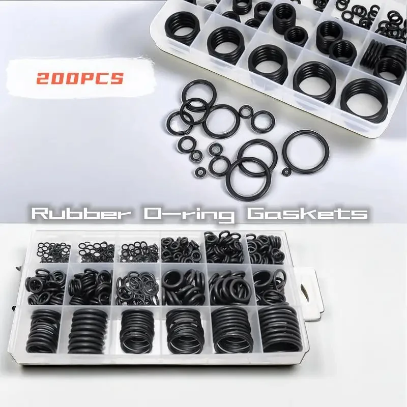 200PCS-Silicone-Rubber-O-Ring-Set-Gaskets-Seal-Nitrile-Rubber-Bands ...