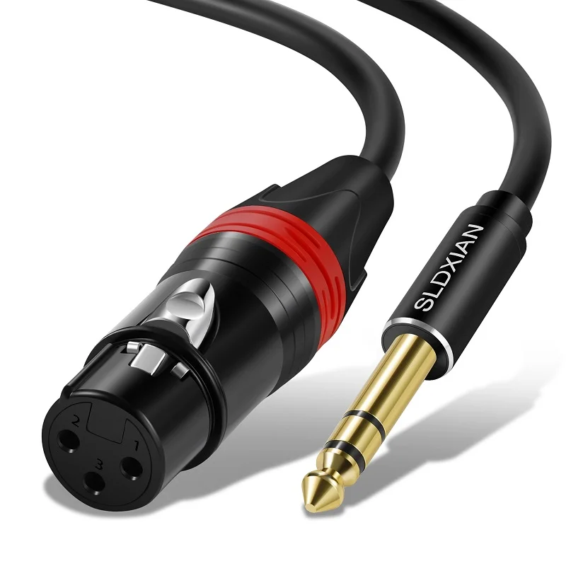XLR female to 1/4 inch 6.35mm TRS stereo jack cable, 3-pin female XLR ...