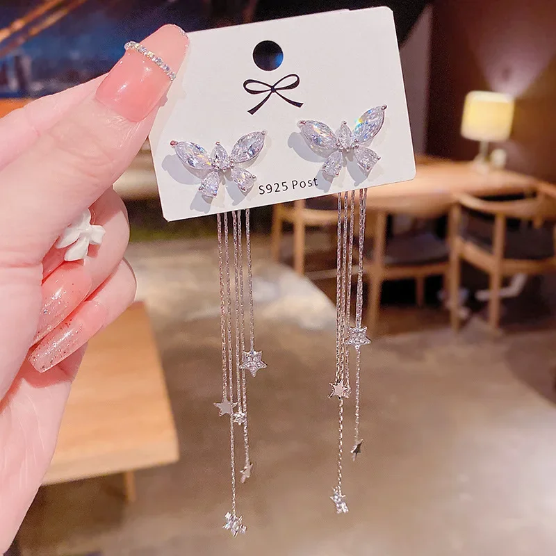 Design-Sensibility-Long-Fringed-Butterfly-Earrings-Women-s-Trendy-Super ...