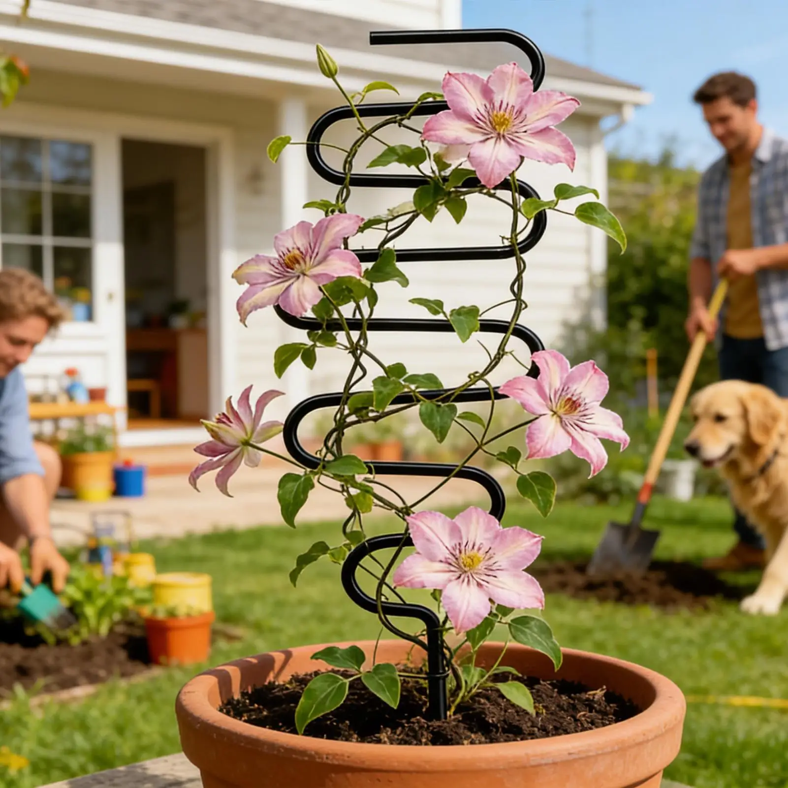 Trellis Plant Climbing Frame Flower Leaves Iron Support Stick Plant Pot ...