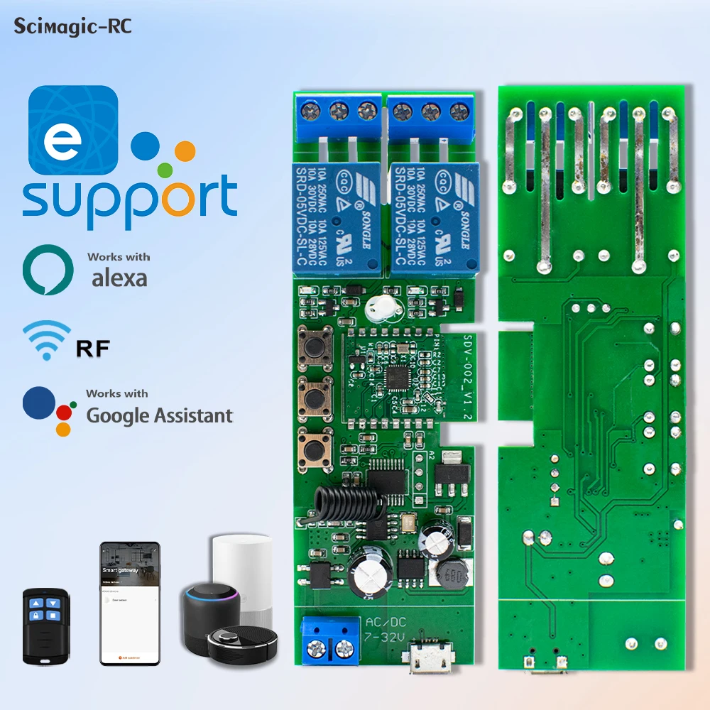 EWELINK-Wifi-Wireless-DIY-Smart-Switch-Module-2CH-RF-433MHz-Remote ...