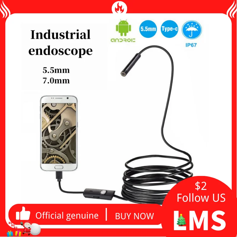Endoscope 5.5mm 7mm Usb Android Endoscope Camera Mini Lens 3in1 Type-c ...