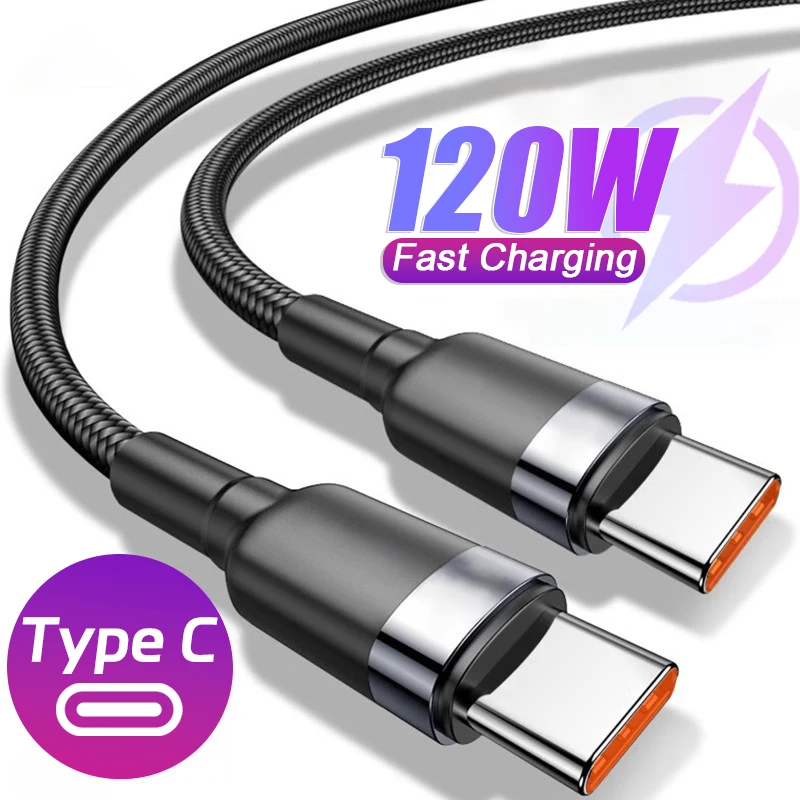 USB C To Type C Data Cables Nylon Braided Charger Cord PD120W Fast ...