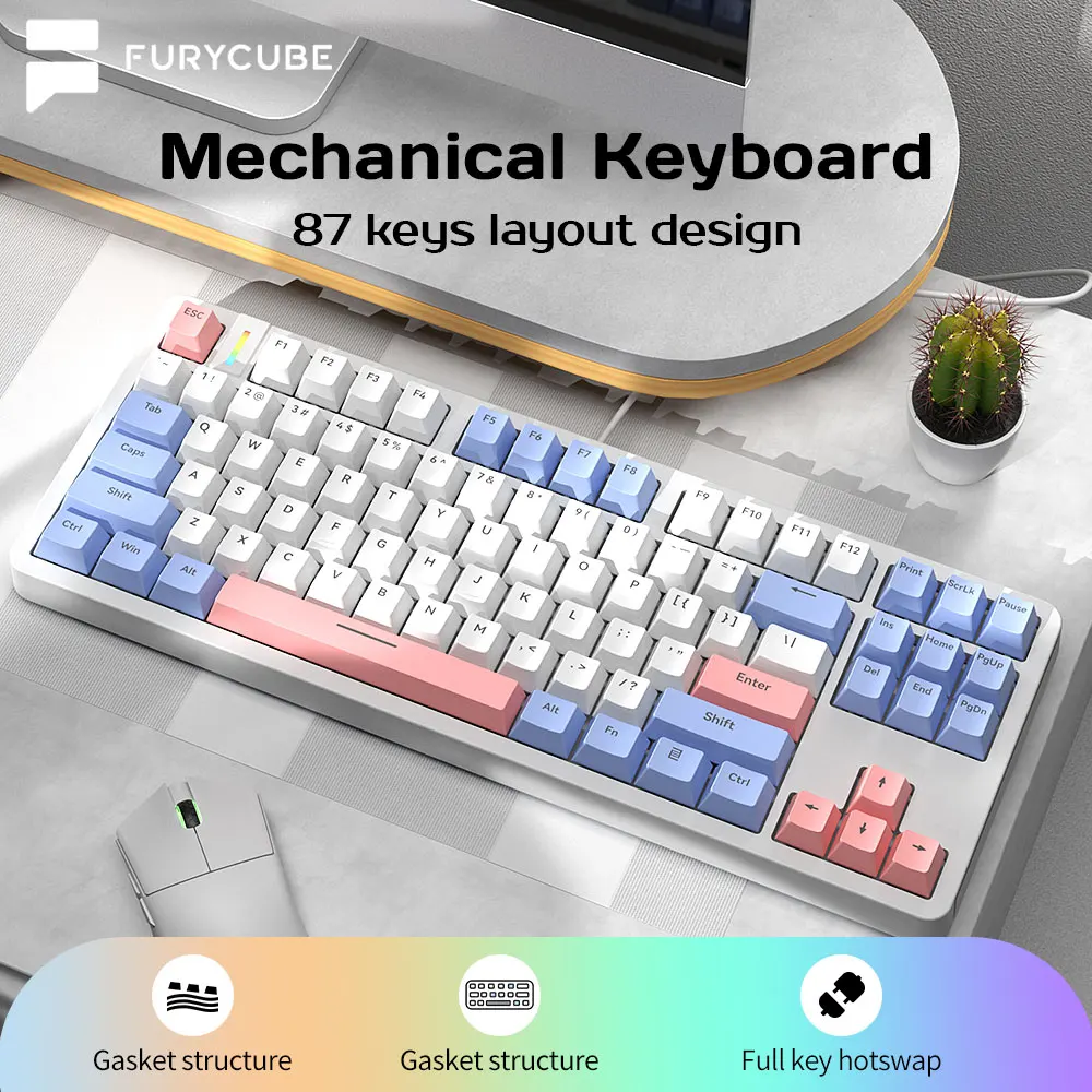 FURYCUBE-87-Keys-Lite-Gasket-Mechanical-Keyboard-G87-Hot-swap-Rainbow ...