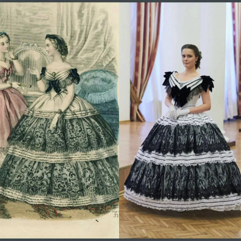 Off Shoulder 1860s Scarlett Costume Victorian Princess Prom Dress Civil ...