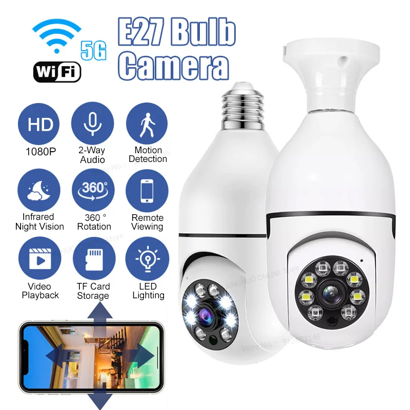 5G-Wifi-E27-Bulb-Surveillance-Camera-Night-Vision-Automatic-Human ...