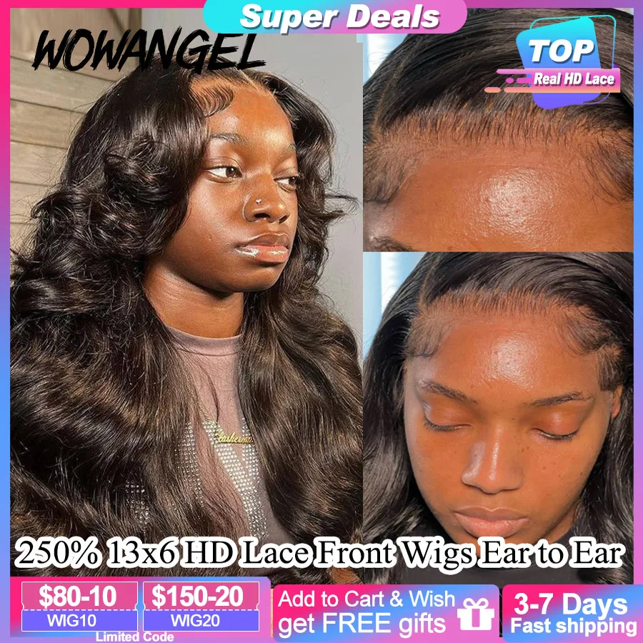 Wow Angel 250% 13x6 Hd Lace Front Wig Swiss Lace Melt Skins Pre Plucked ...