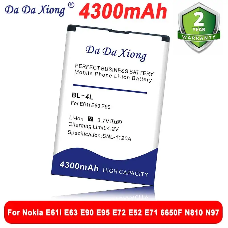 100% Original 4300mah Bp-4l Bateria For Nokia E61i E63 E90 E95 E72 E52 E71 6650f N810 N97 Mobile ...