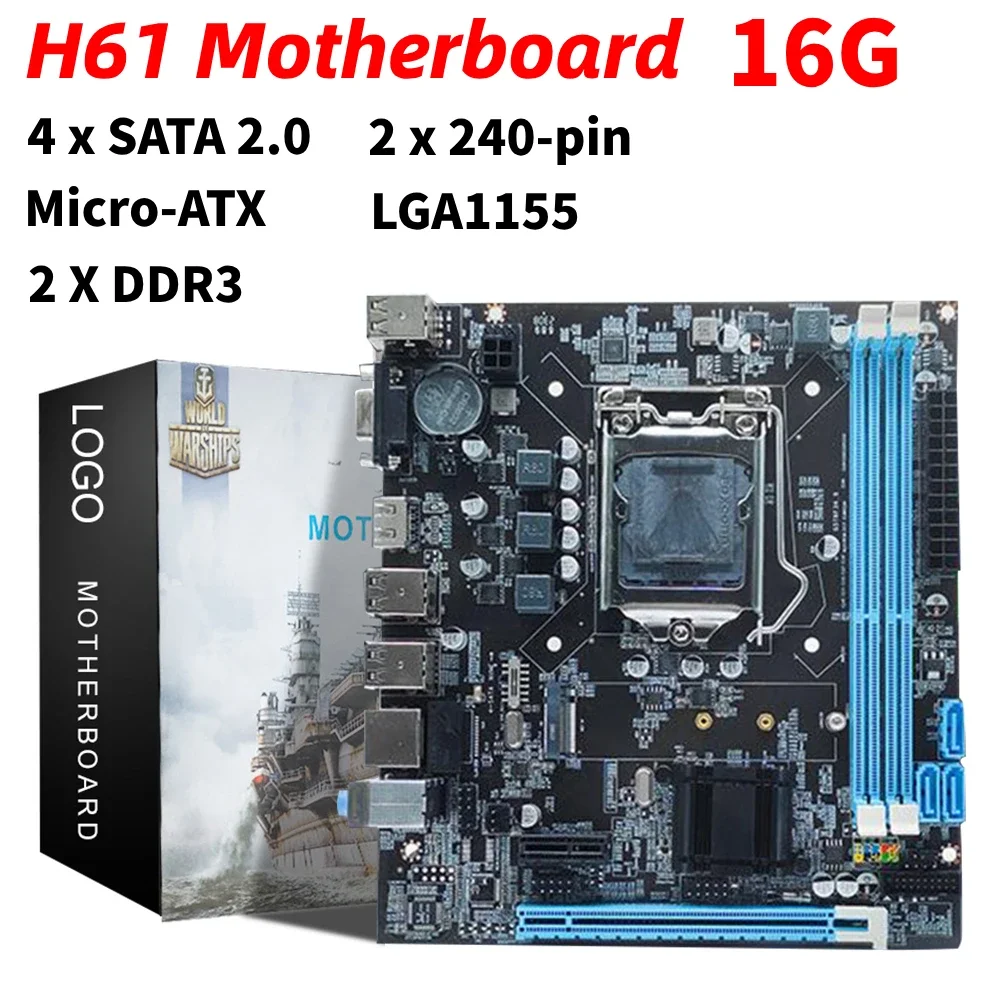 Placa-base-de-ordenador-H61-16GB-micro-atx-LGA1155-Socket-I3-I5-I7-CPU ...